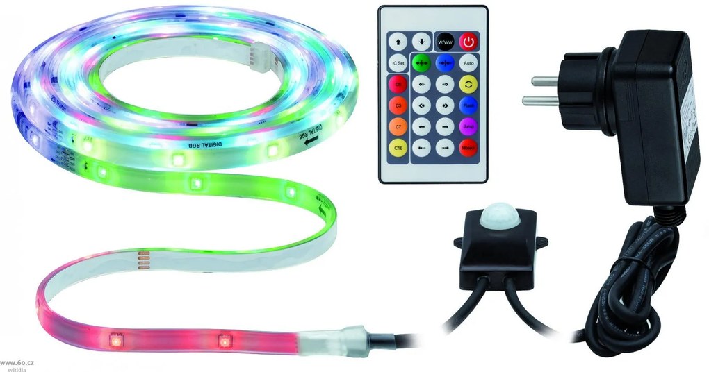 Paulmann 70699 voděodolný LED pásek 9,8W RGB včetně dálkového ovladače, 4,88m, IP67