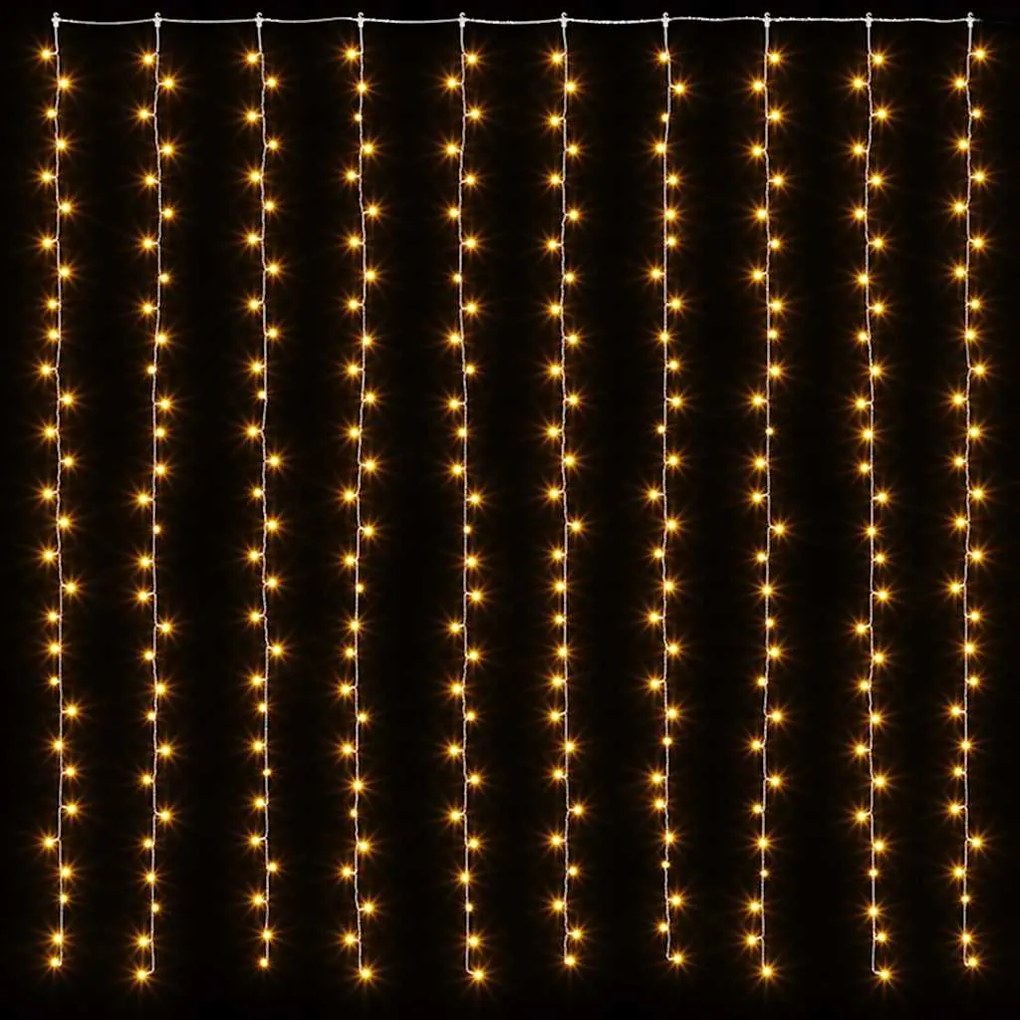 Světelný závěs 3 x 3 m 300 LED diod teplé bílé světlo 8 funkcí 328925
