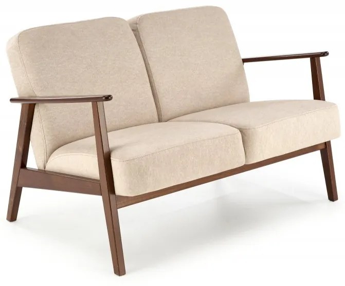 Designová dvojsedačka MILANO — masiv, látka, ořech / béžová