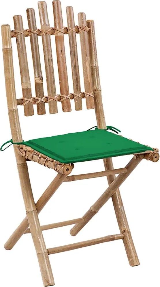5dílný skládací zahradní jídelní set s poduškami bambus 3063965