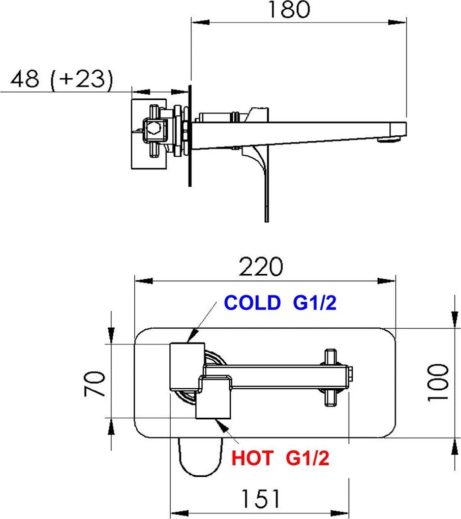 Sapho Sapho, CORNELI podomítková umyvadlová baterie, chrom, CE08