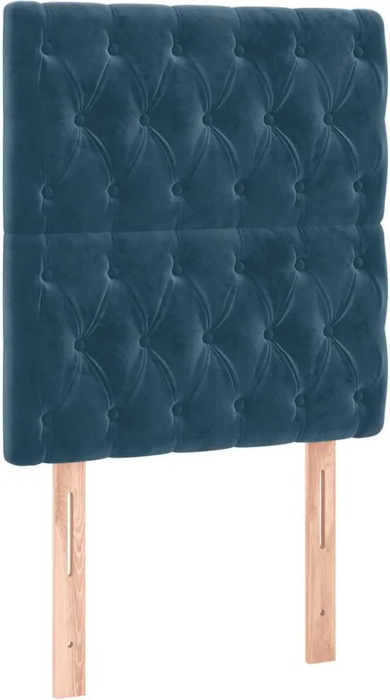 Box spring postel s matrací a LED tmavě modrá 100x200 cm samet 3136291