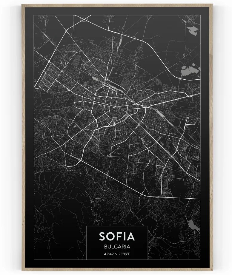 Plakát / Obraz Mapa Sofia Pololesklý saténový papír 210 g/m² A4 - 21 x 29,7 cm