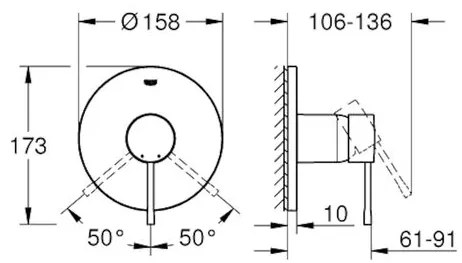 Grohe Essence New Sprchová baterie bez podomítkového tělesa, kartáčovaný Cool Sunrise 24057GN1