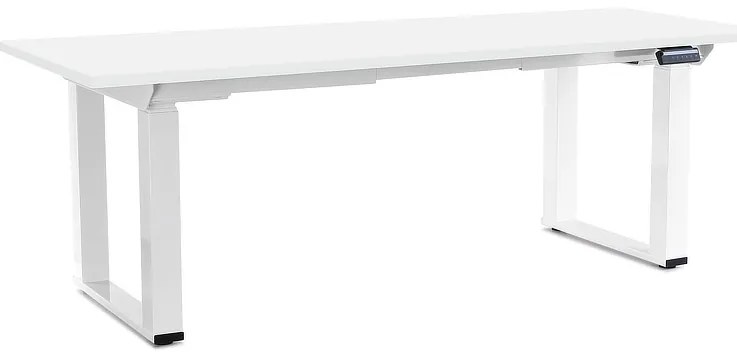 Výškově nastavitelný stůl OfficeTech Strong 200 x 80 cm, bílá podnož, bílá