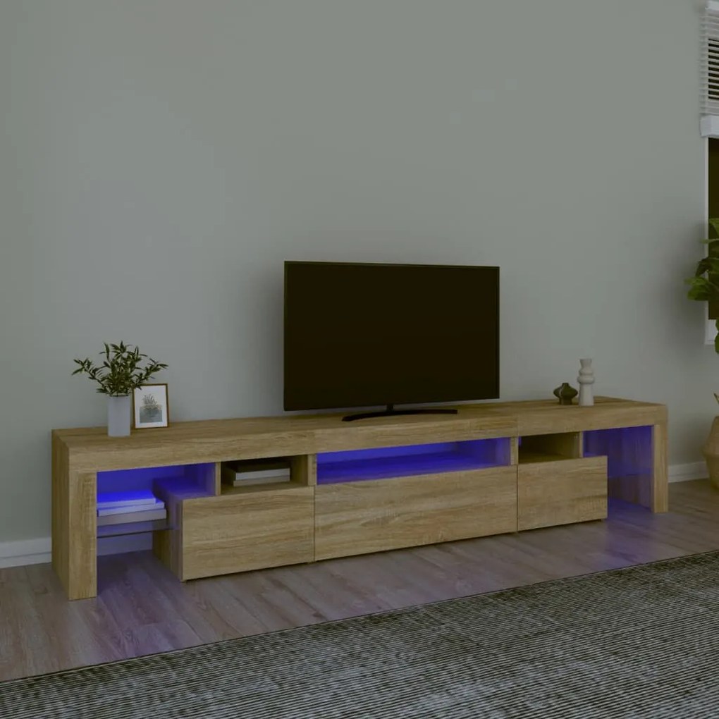 TV skříňka s LED osvětlením dub sonoma 215x36,5x40 cm 3152796