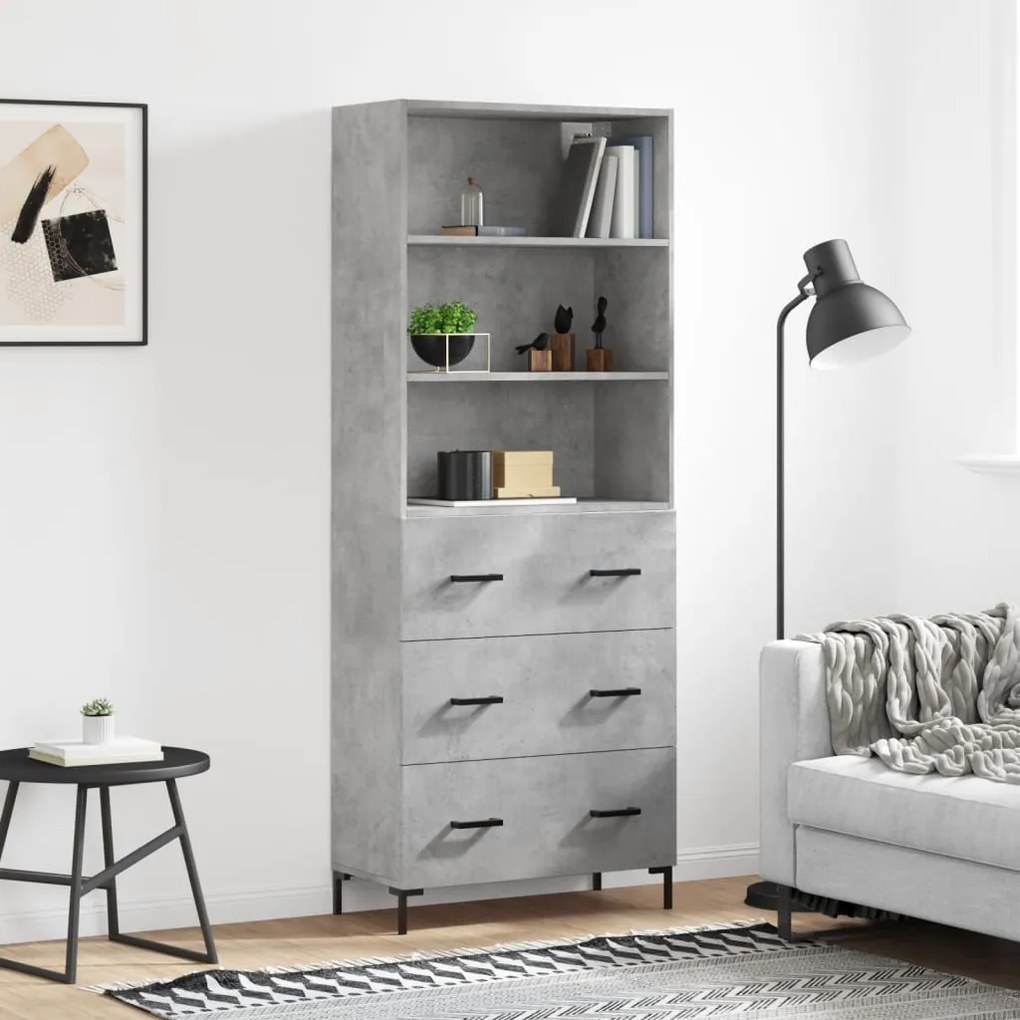Skříň highboard betonově šedá 69,5x34x180 cm kompozitní dřevo 3189385