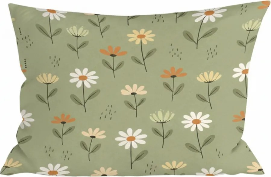 Bavlněný povlak na polštář FLORAL NEST 40x60 cm, zelený