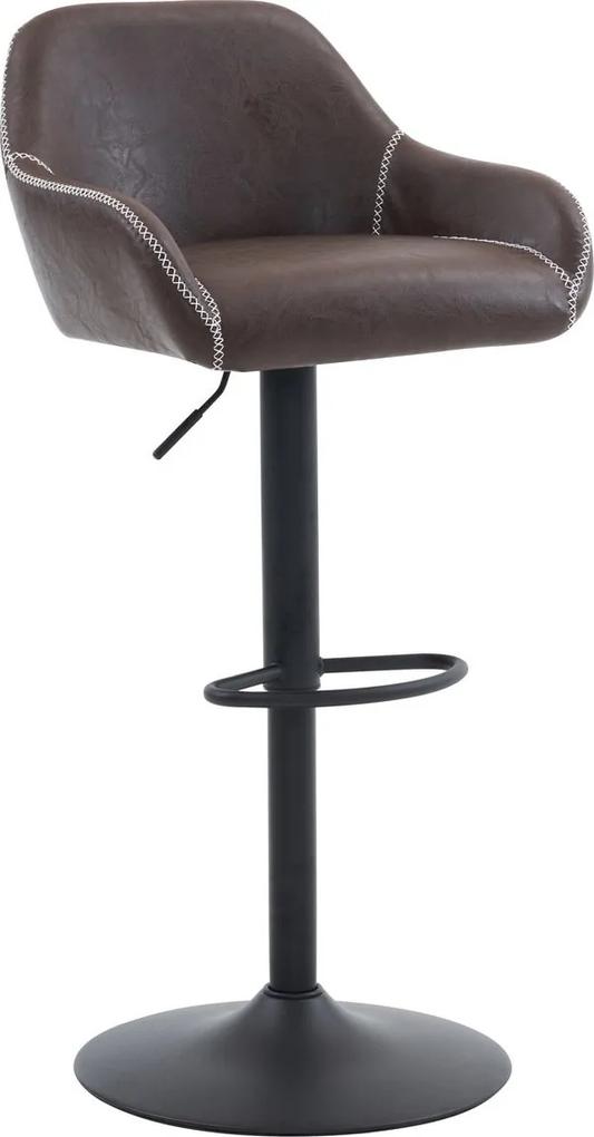 Autronic Židle barová, potah hnědá látka v dekoru vintage kůže, chromová podnož AUB-716 BR3