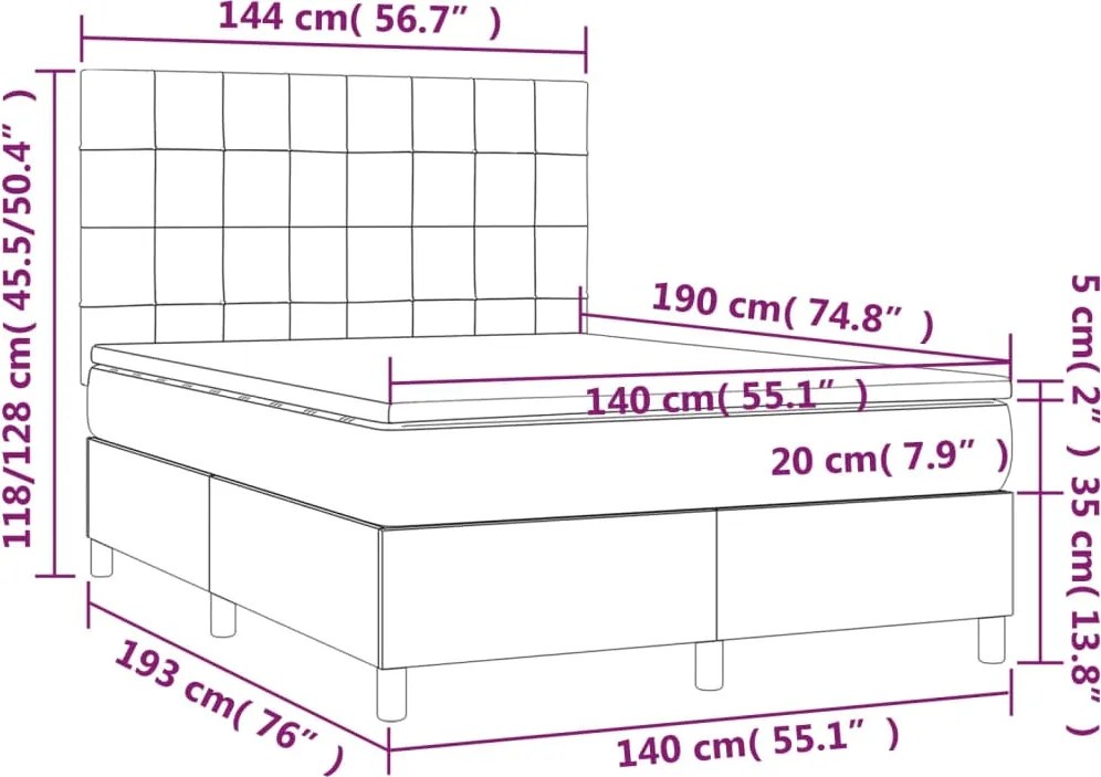 Box spring postel s matrací krémová 140x190 cm textil 3141774