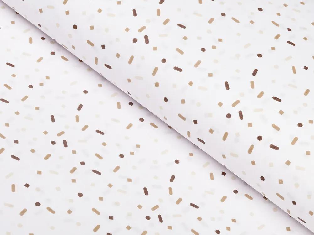 Biante Bavlněný čtvercový ubrus Sandra SA-396 Hnědo-béžové konfety na bílém 140x140 cm