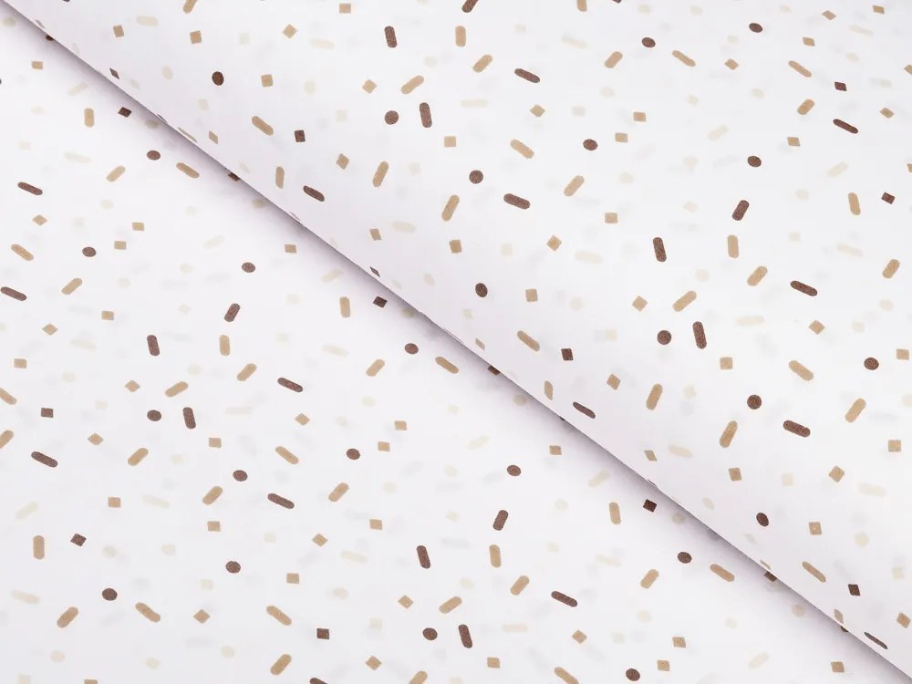 Biante Bavlněný obdélníkový ubrus Sandra SA-396 Hnědo-béžové konfety na bílém 50x100 cm