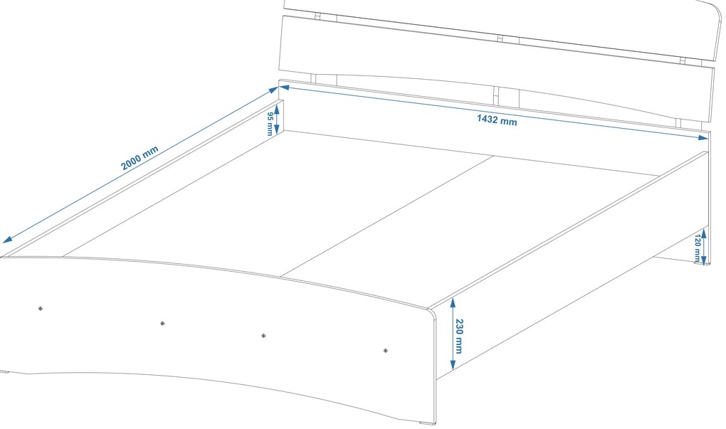 Postel, 140 x 200 cm "MILANA"