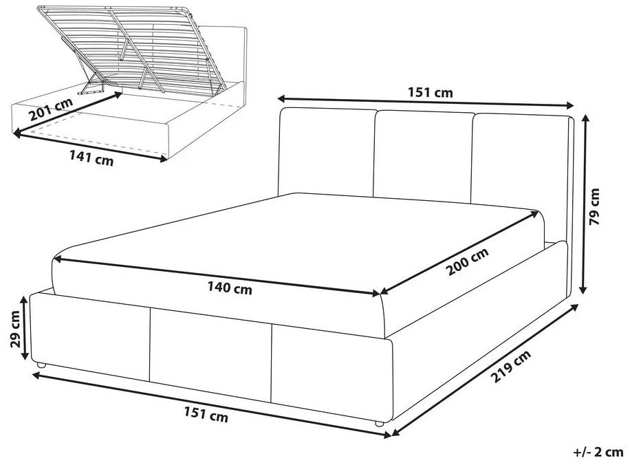 Manželská postel 140 cm Belize (béžová) (s roštem) (s úl. prostorem). 1078179