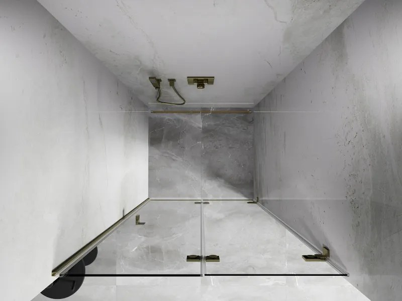 Mexen, Mexen Lunar-F pravé sklápěcí sprchové dveře 60 cm, transparentní, broušené zlaté - 836-060-000-55-00-P