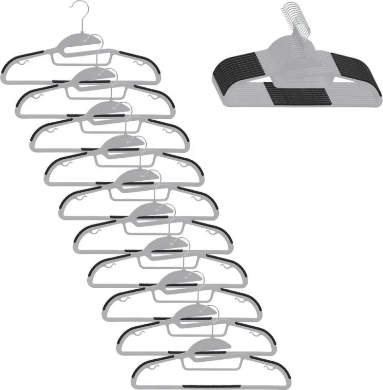 Plastová ramínka na oblečení 41 cm sada 20ks SPRINGOS HG0082 šedá
