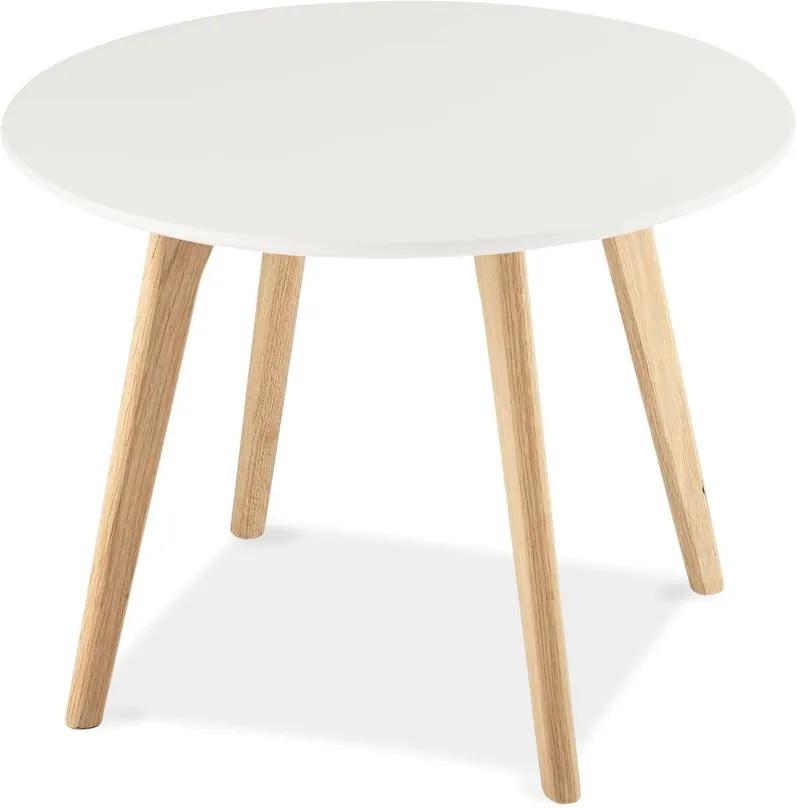 Bílý konferenční stolek s nohami z dubového dřeva Furnhouse Life, Ø 60 cm