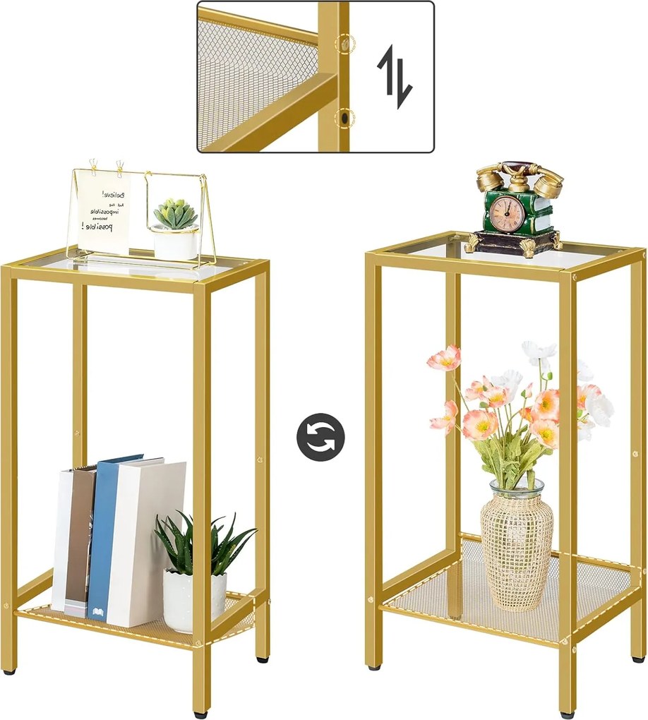 Odkládací stolek Vasagle Lamosa 37 cm čirý/zlatý