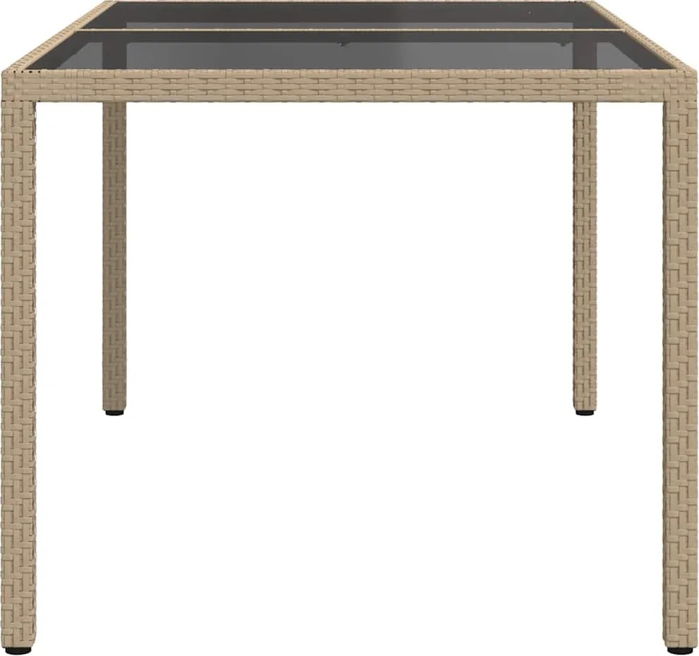 Zahradní stůl 150 x 90 x 75 cm tvrzené sklo a polyratan béžový 316710