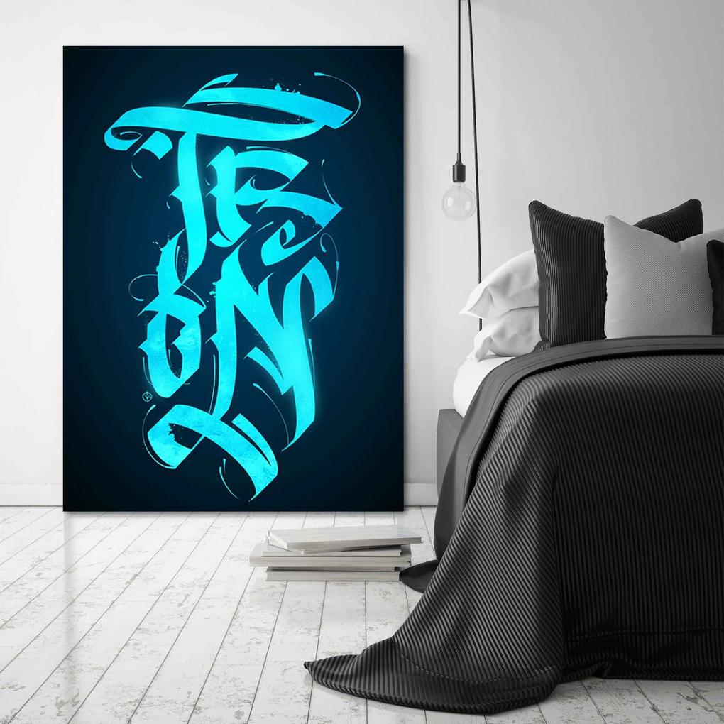 Gario Obraz na plátně Modrý nápis - Nikita Abakumov Rozměry: 40 x 60 cm
