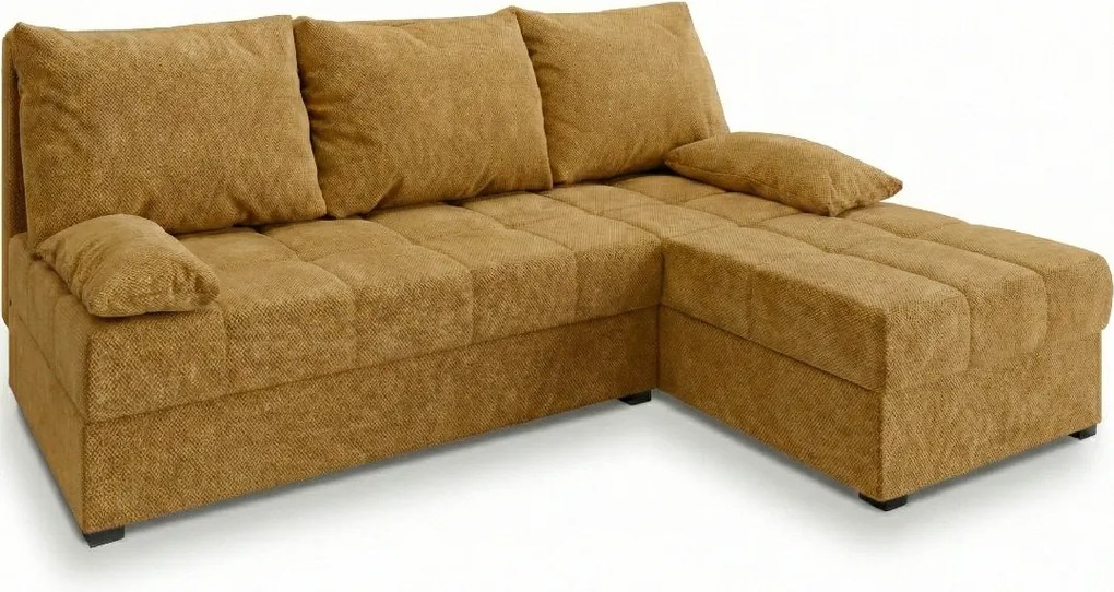 Rohová rozkládací sedací souprava do L CELESTE, 200 cm, s úložným prostorem Roh pohovky: Levý roh, Barva látky Kronos: Žlutá (Kronos 01)