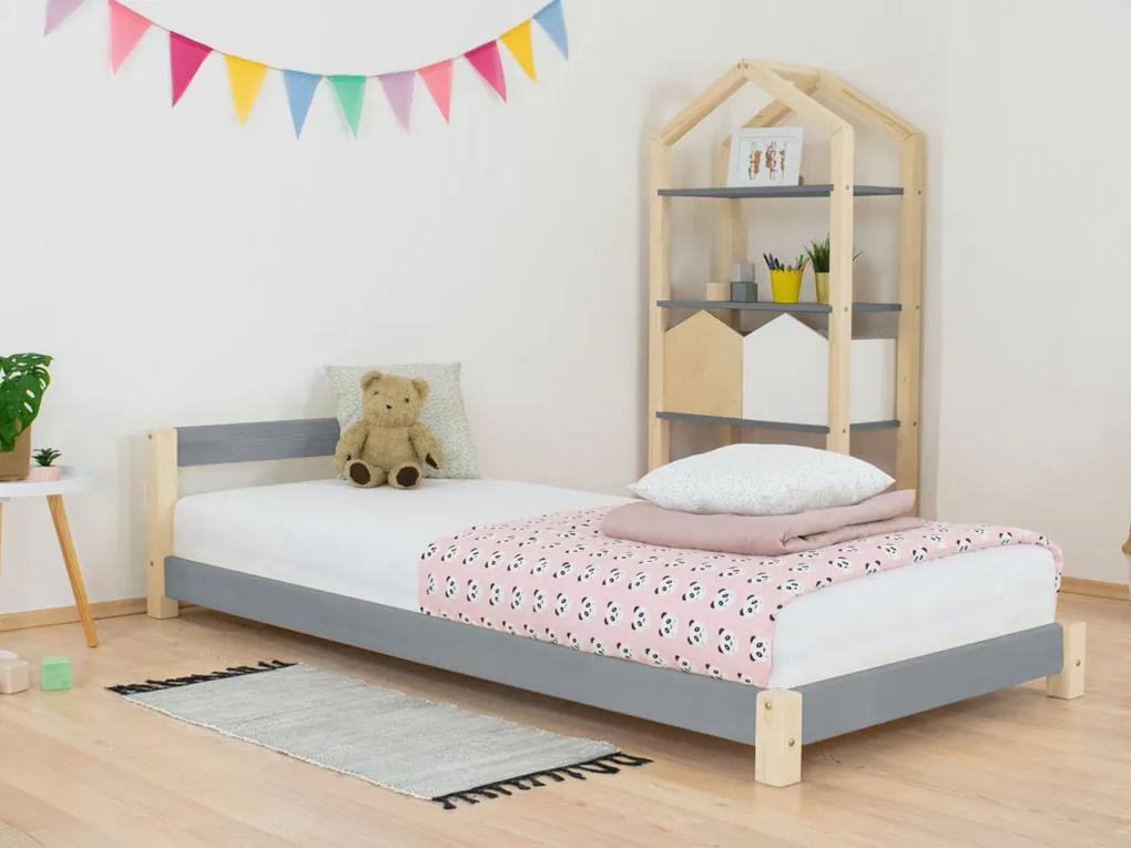 Benlemi Dětská jednolůžková postel s čelem DREAMY Rozměr: 90x160 cm, Zvolte barvu hranolů: Nelakovaná, Zvolte barvu ploch: Tmavě šedá