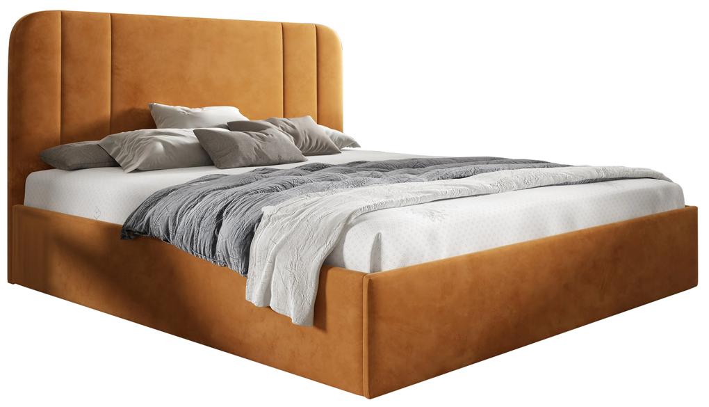 Eka Čalouněná postel LOKI 180x200 cm Barva látky Trinity: (2311) Fialová, Úložný prostor: S dřevěným rámem úložného prostoru