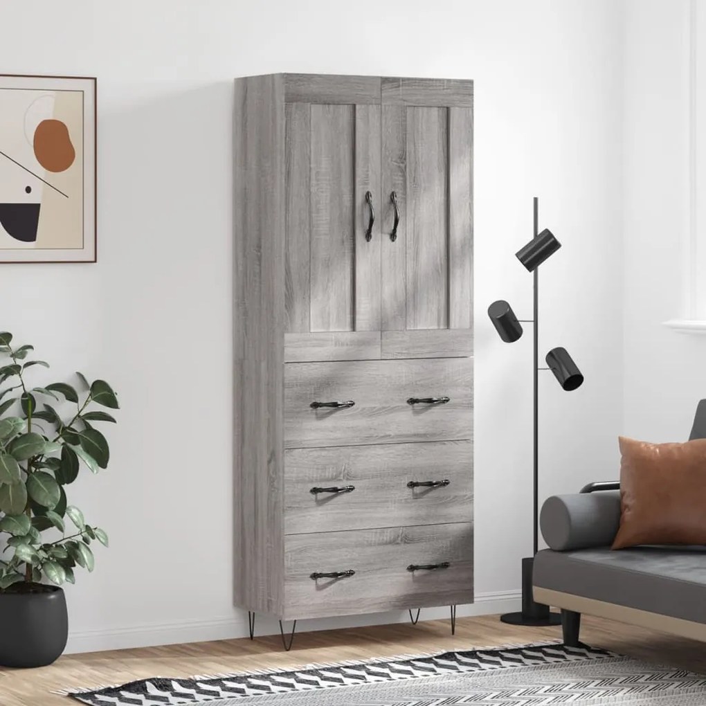 Skříň highboard šedá sonoma 69,5 x 34 x 180 cm kompozitní dřevo 3199783