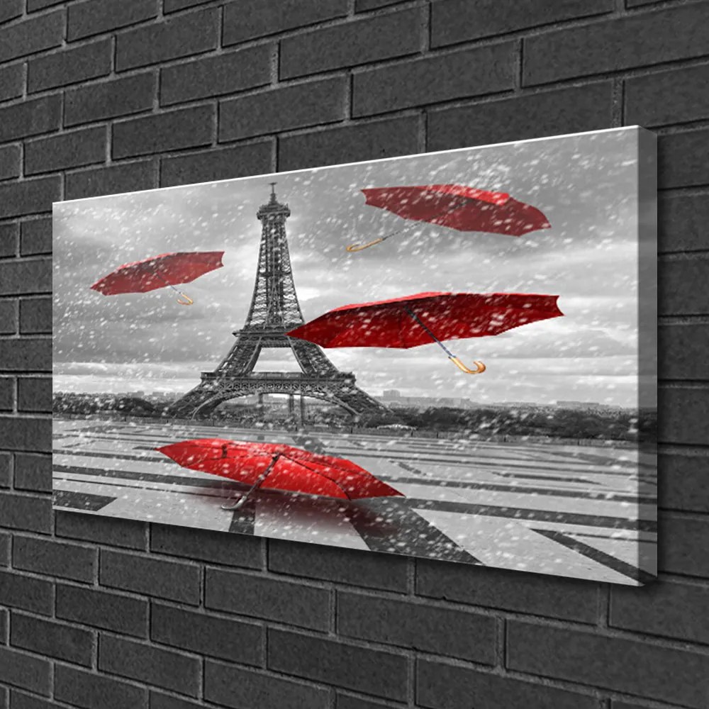 Obraz na plátně Eiffelova Věž Paříž Deštník 120x60 cm