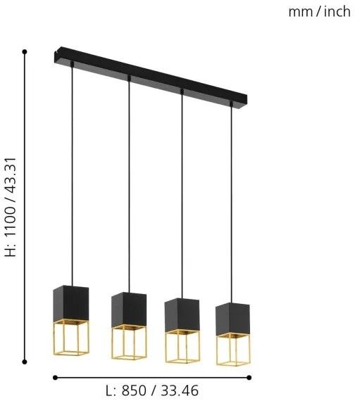 Eglo 97734 - LED Lustr na lanku MONTEBALDO 4xGU10/5W/230V