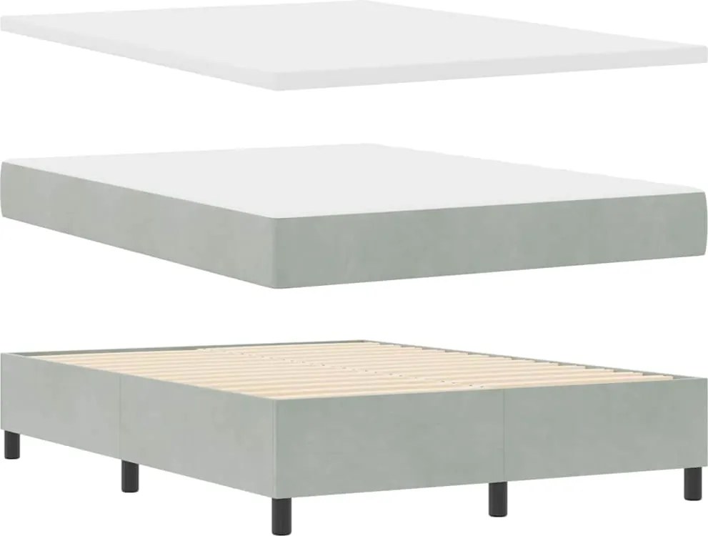 Postel s boxspringem s čelo Světle šedá 200 x 140 cm samet 3344516