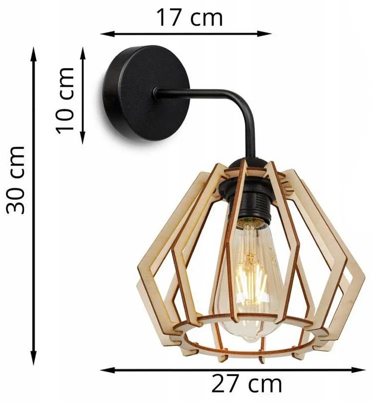 Nástěnné svítidlo Timber, 1x dřevěné stínítko, kf