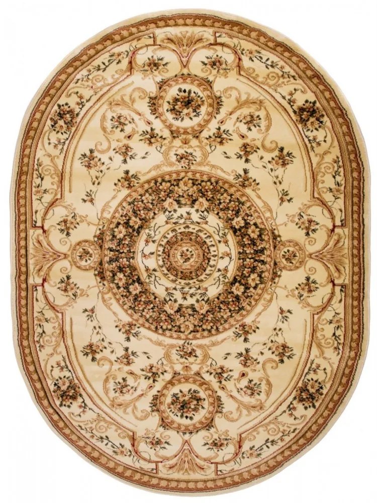 Kusový koberec klasický vzor 3 béžový ovál, Velikosti 60x100cm
