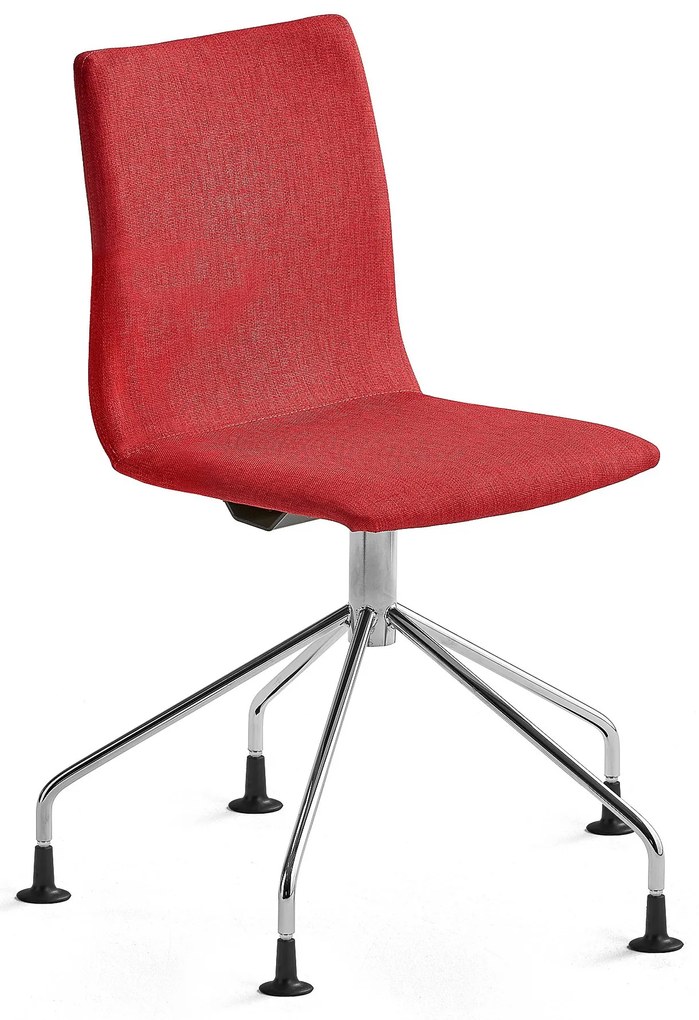 AJ Produkty Konferenční židle Ottawa, podnož pavouk, červená, chromovaný rám