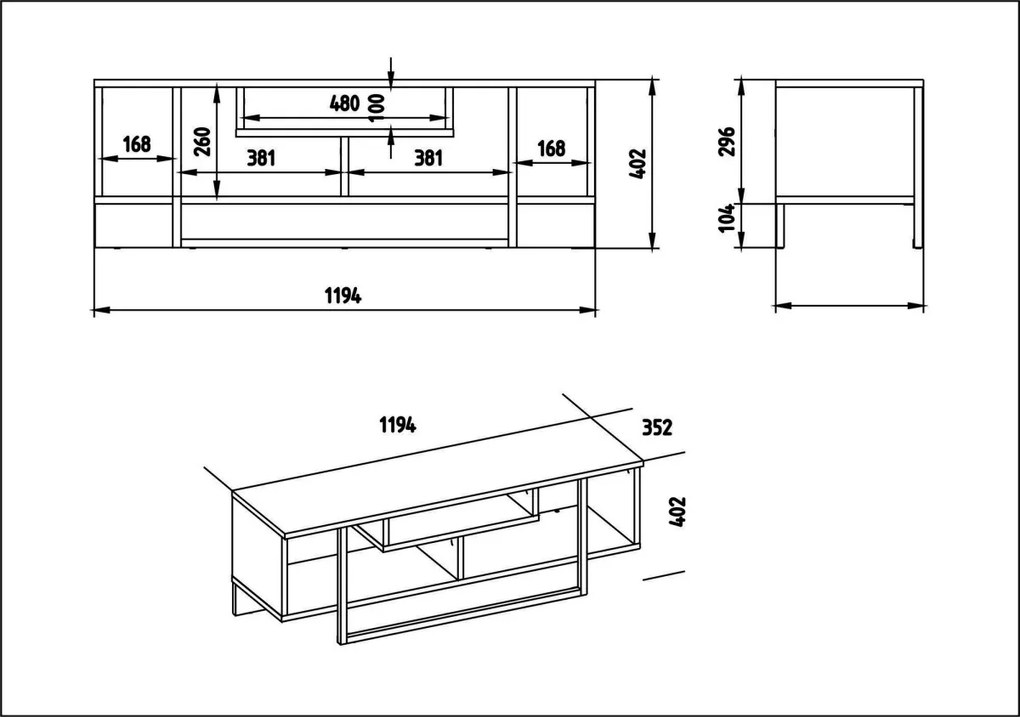 TV stolek ASAL 120 cm dub/černý