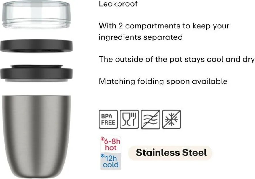 Termoska na jídlo z nerezové oceli ve stříbrné barvě/šalvějově zelená 500 ml Ellipse – Mepal