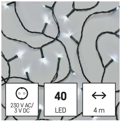 Vánoční osvětlení EMOS D4AC01 ZY0801T 40LED řetěz 4m studená bílá s časovačem