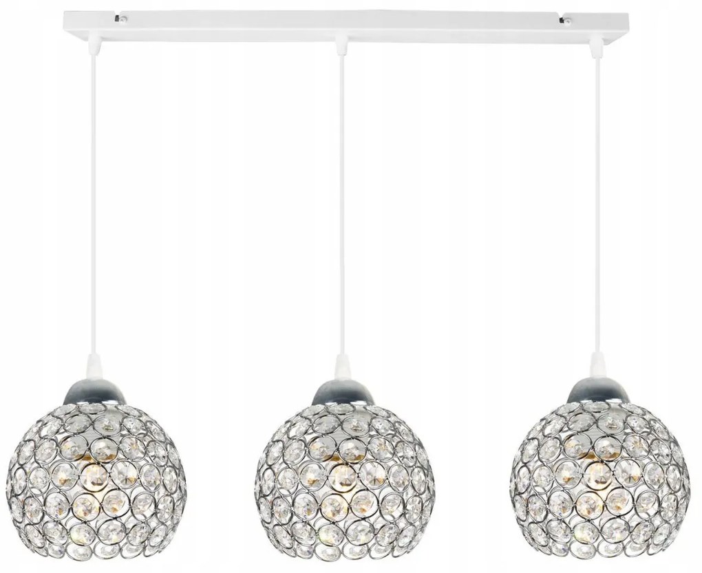 Závěsné svítidlo Crystal, 3x stříbrné křišťálové stínítko, (chromové uchycení), w