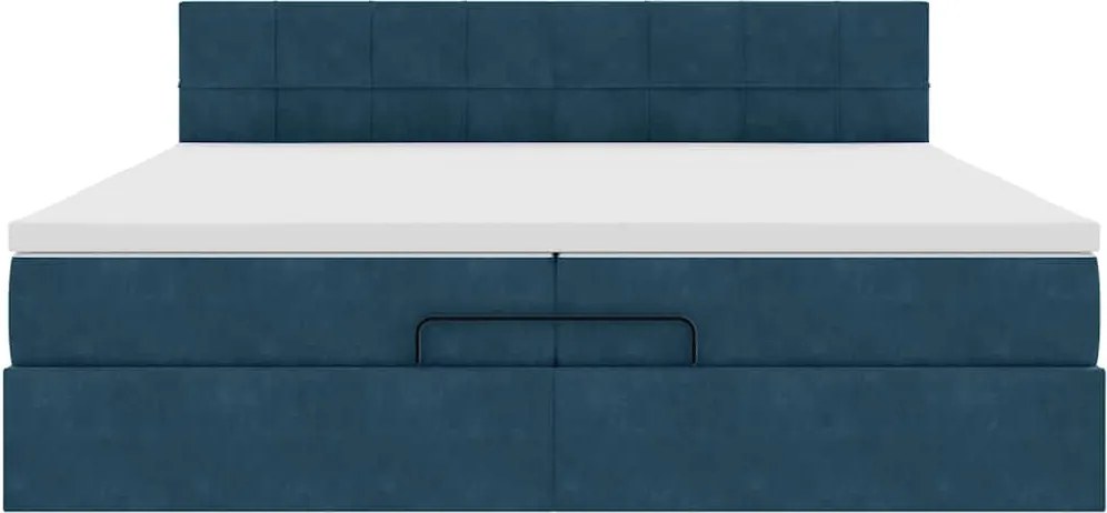 Osmanský rám postele s matrací tmavě modrá 200x200 cm samet 3311799