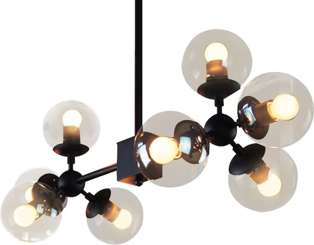 Toolight - Závěsné stropní svítidlo 8xE27 APP269-8C, černá + kouřové sklo, OSW-00649