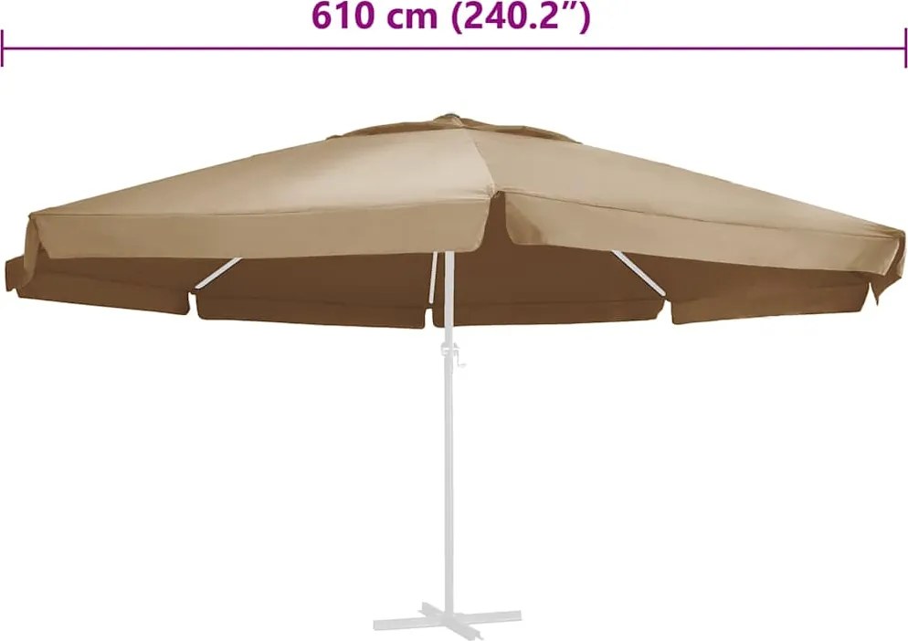vidaXL Marketos Náhradní potah na zahradní slunečník taupe 610 cm