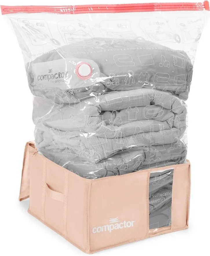 Vakuový plastový úložný box na oblečení 42x40x25 cm Pink Edition – Compactor