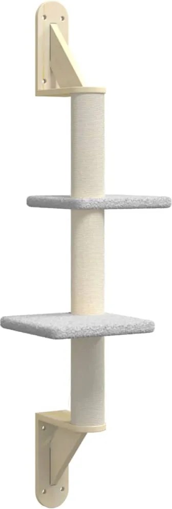 Nástěnné škrabadlo pro kočky se sloupkem světle šedé 108 cm 172411