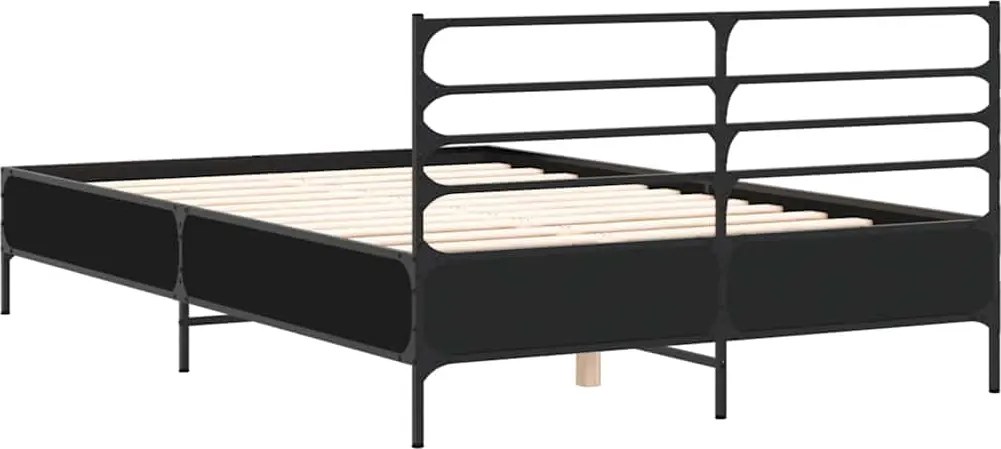 Rám postele černý 140 x 200 cm kompozitní dřevo a kov 3280042