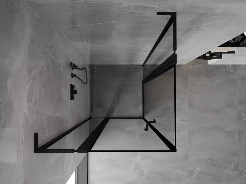 Mexen Mist L Duo sprchový kout s otvíracími dveřmi 90 x 90 cm, černý rám, černý - 8A4L-090L-090P-70-70