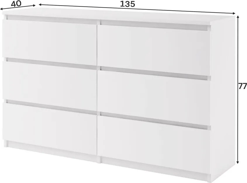 Komoda Agnes 6šed bílá