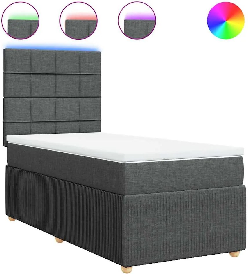 Box spring postel s matrací tmavě šedá 80 x 200 cm textil 3294184