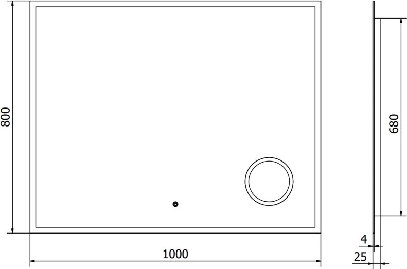 Mexen Kala, LED koupelnové zrcadlo s podsvícením a kosmetickým zrcadlem 100 x 80 cm, 6000K, ochrana proti zamlžování, 9820-100-080-611-00