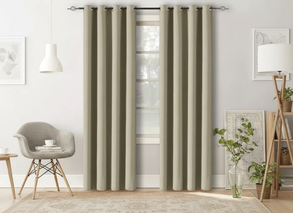 Závěs OXFORD 140x250 cm, světle béžový Zavěšení: Kovové kroužky