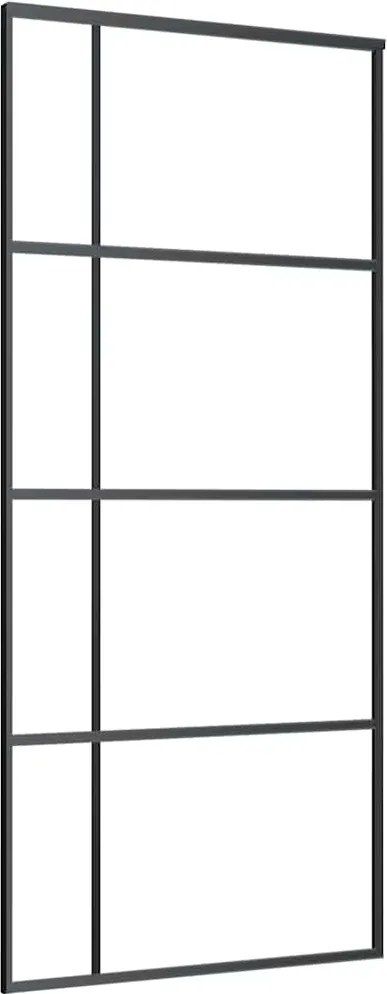 Posuvné dveře s kováním 90x205 cm ESG sklo a hliník 3332919